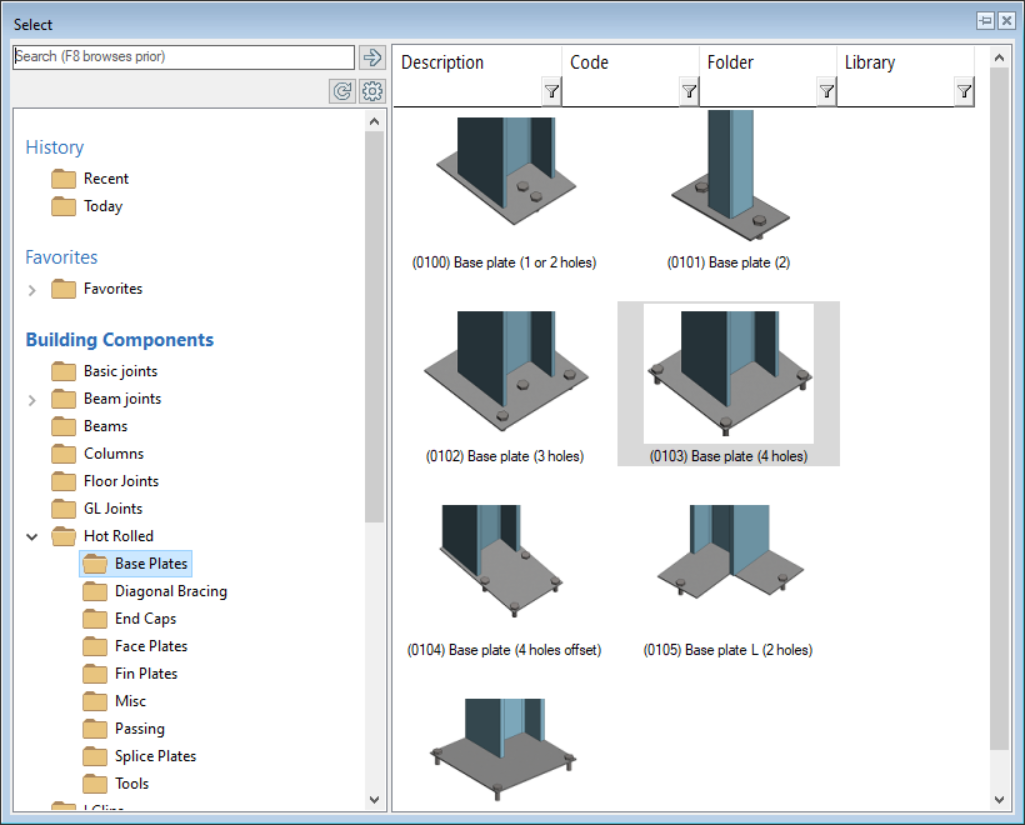 Add Hot-roll Column Base Plates