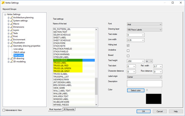 Change Truss Label Text Size
