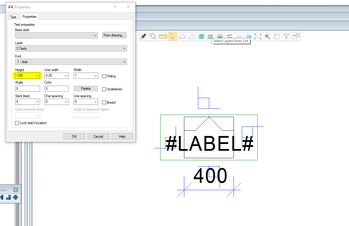 Wall Panel Label Text Height in Floor Plan