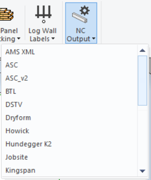 Create New NC Output Menu Options