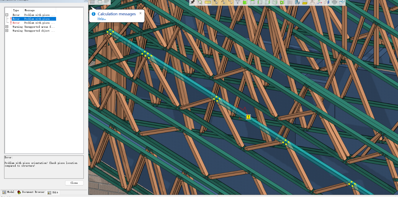 Truss engineering errors and warnings