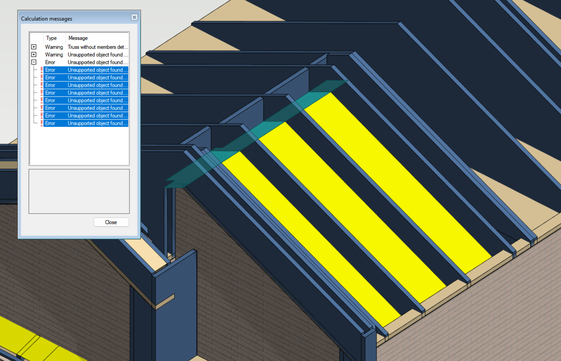 Truss engineering errors and warnings