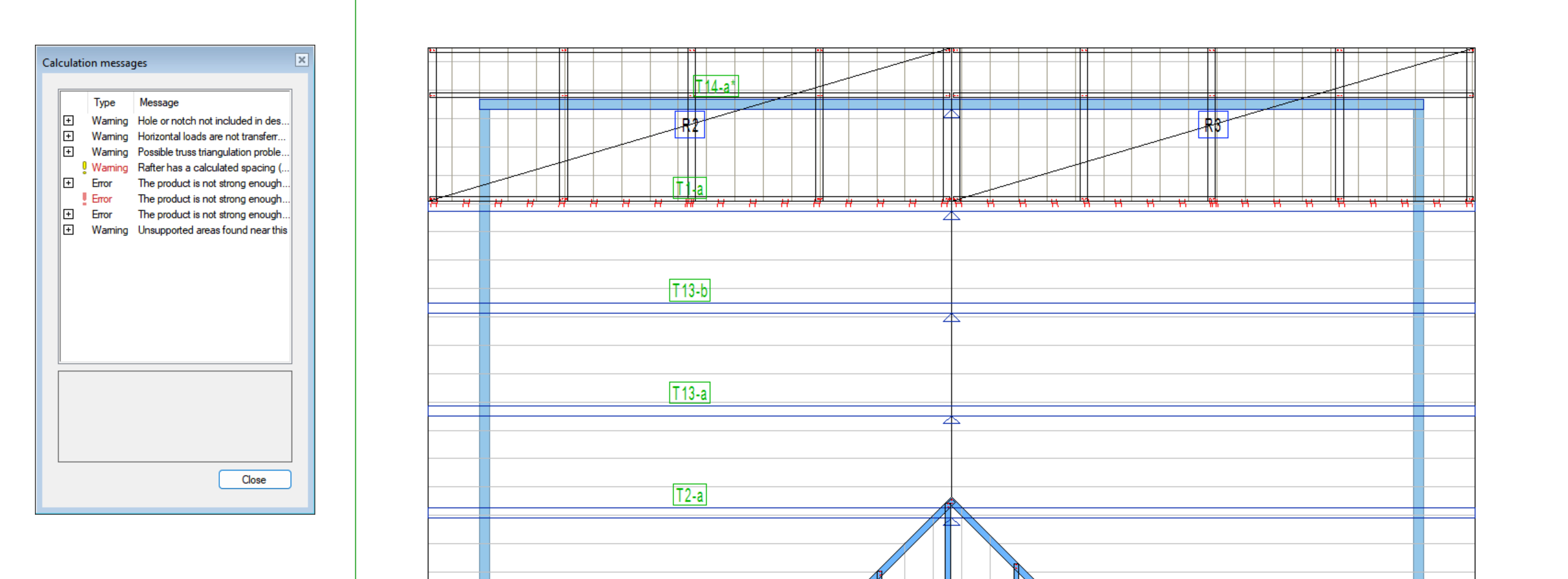 Truss engineering errors and warnings