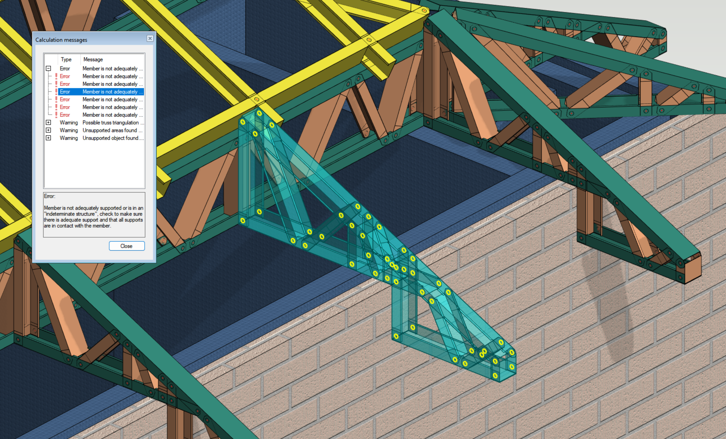 Truss engineering errors and warnings