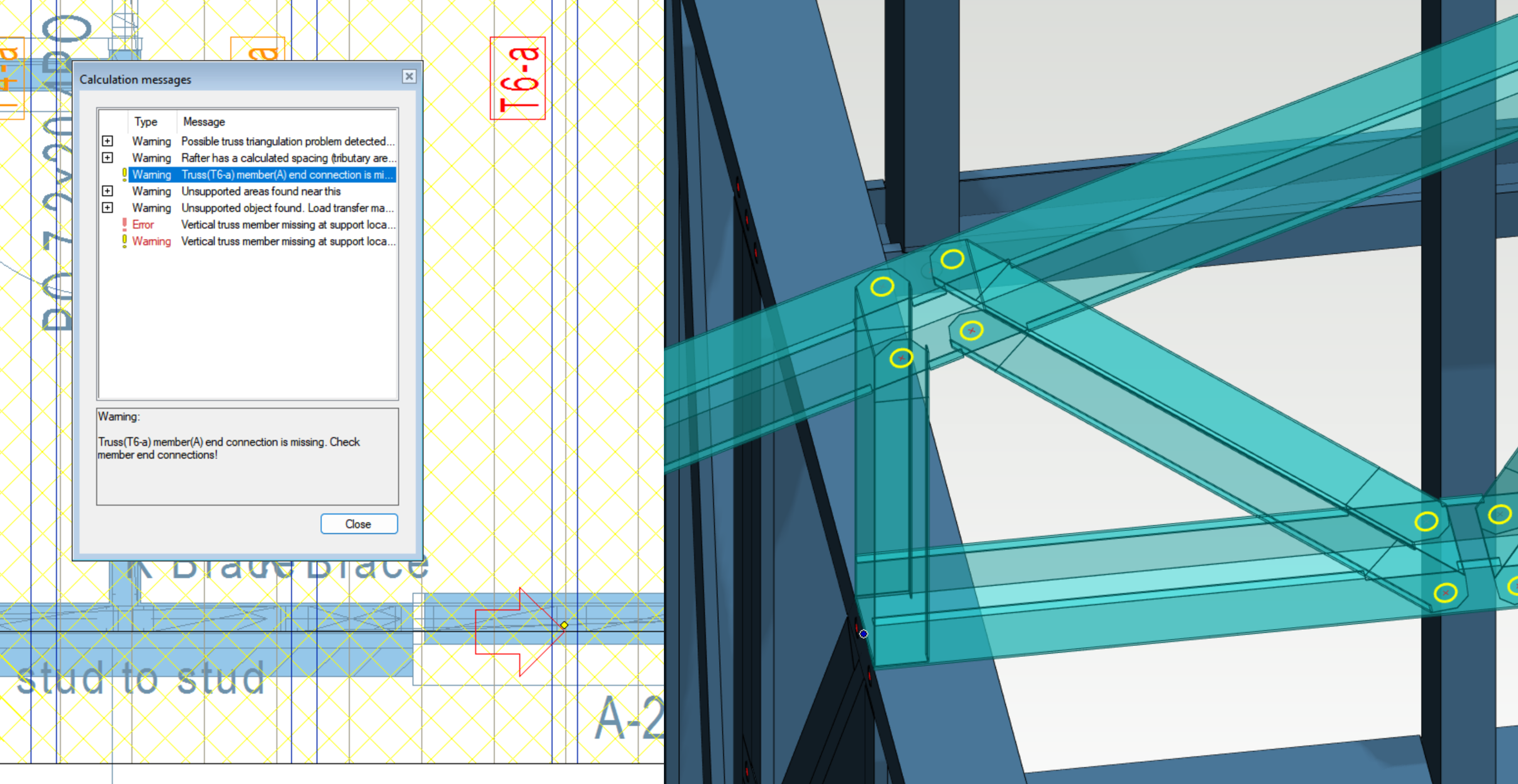Truss engineering errors and warnings