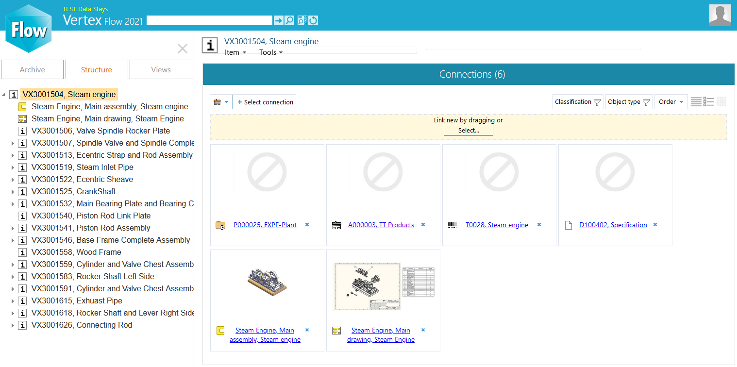 SolidWorks objects in Vertex Flow